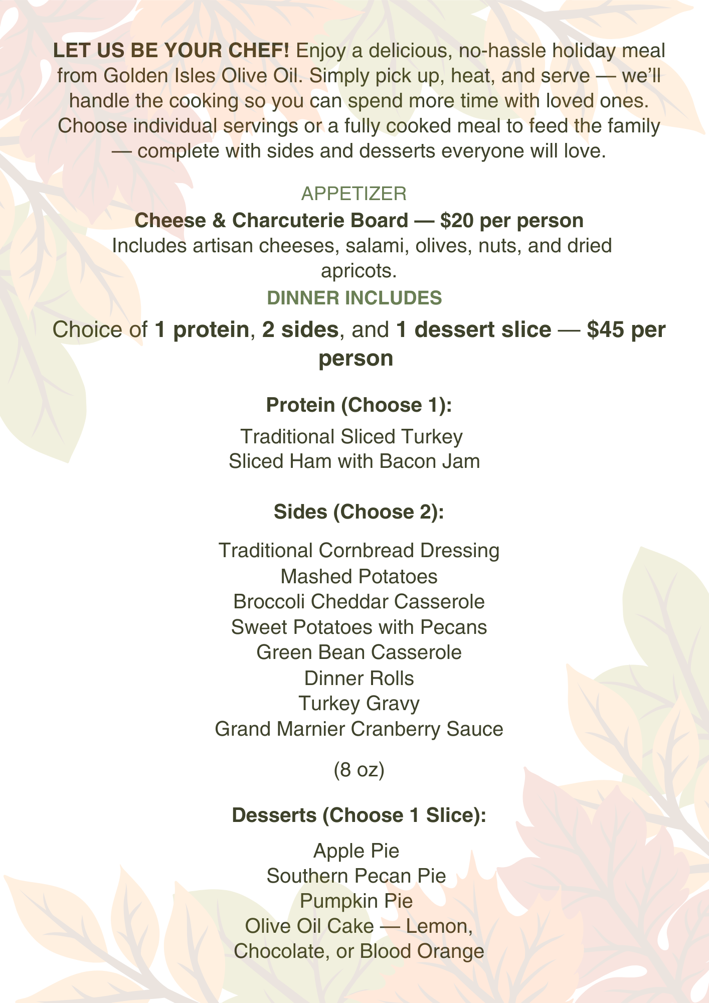 Thanksgiving Dinner – Golden Isles Olive Oil